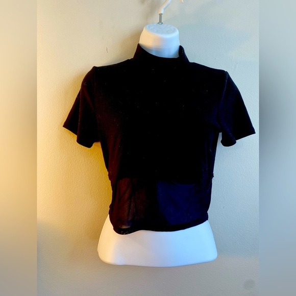 Bozzolo | Tops | Bozollo Large Black Turtleneck Short Sleeve Sheer ...